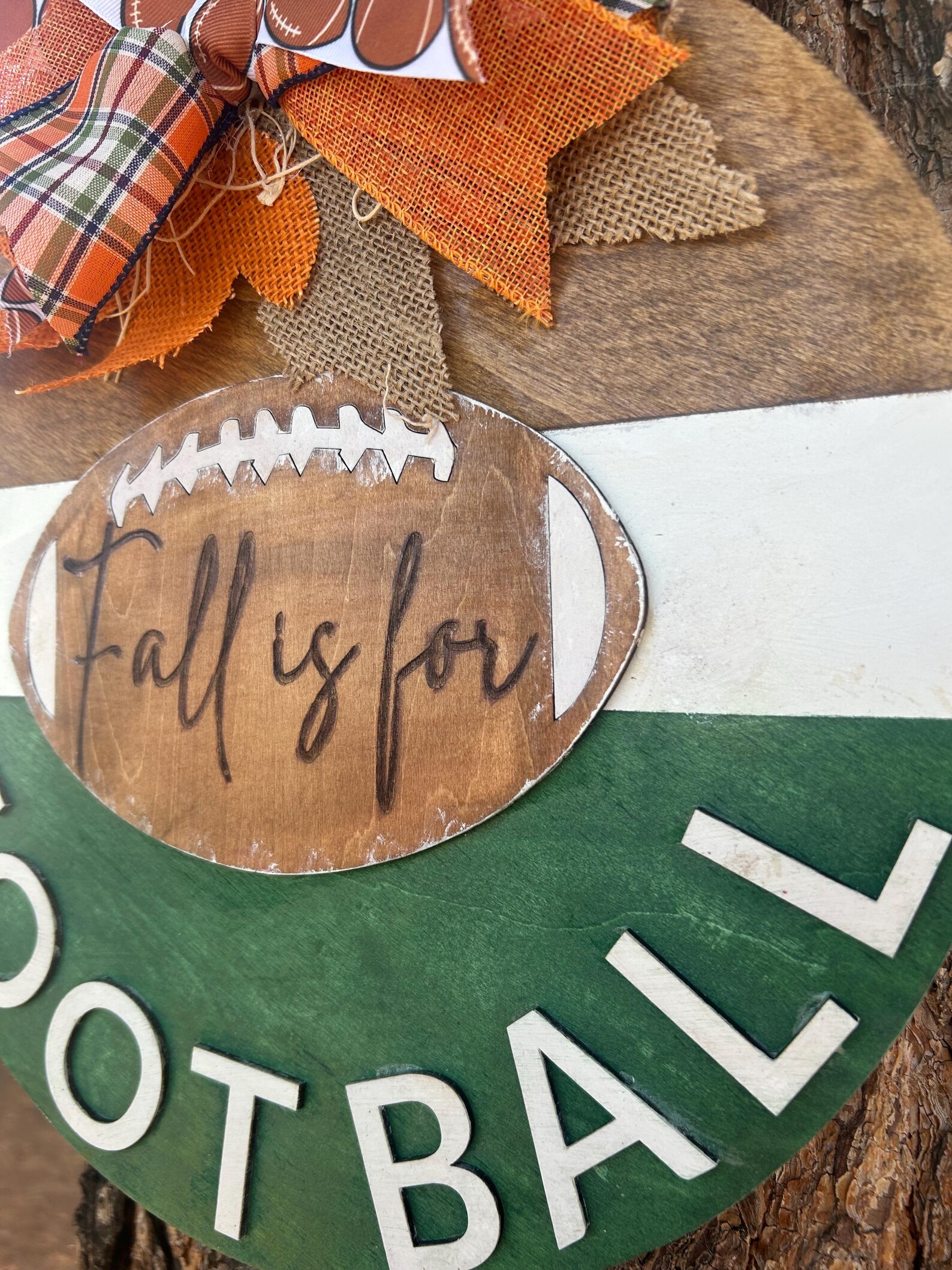 Handcrafted Fall Football Round Door Sign: 14-inch Game Day Decor - Etsy