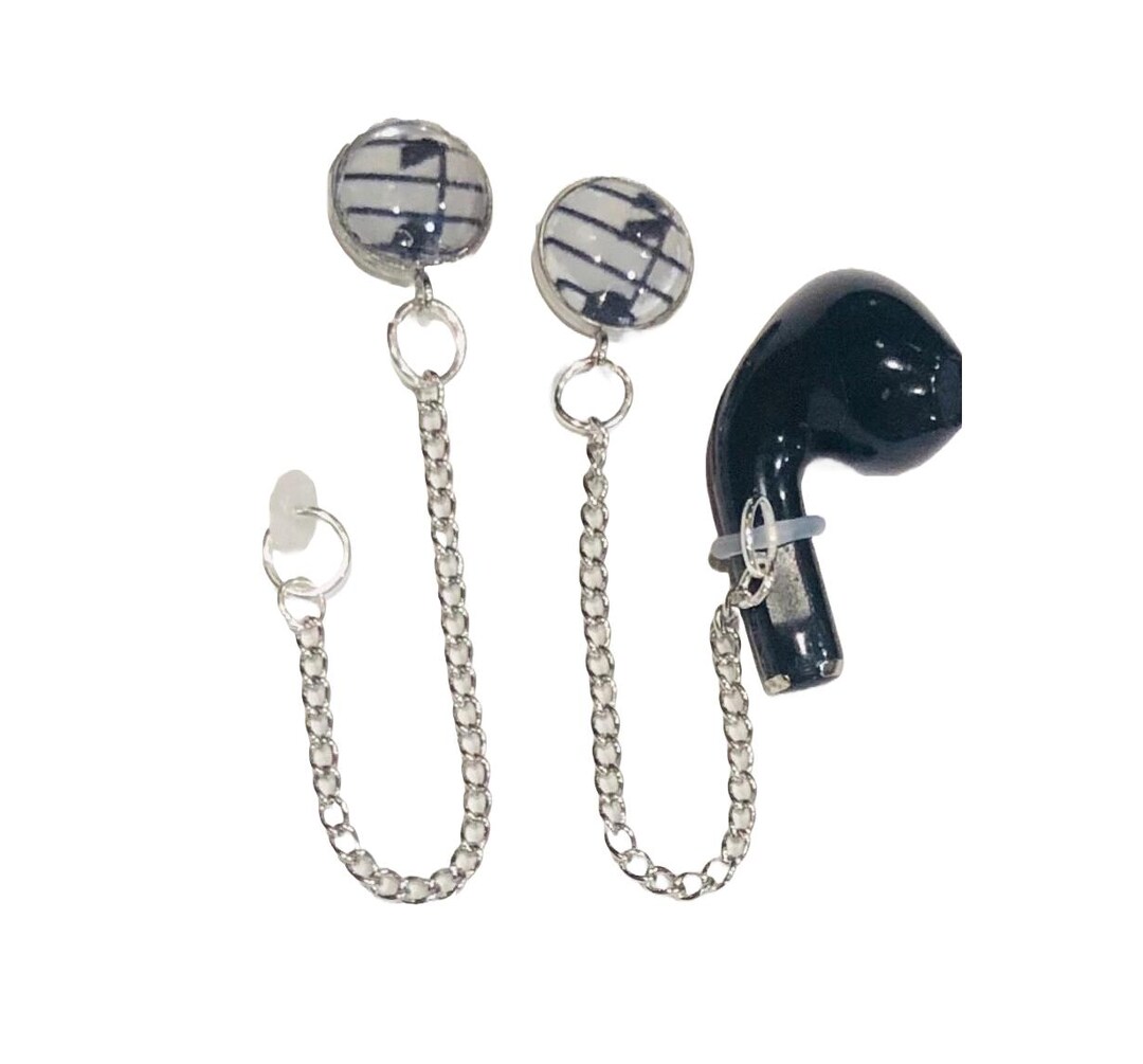 Music Note Stud Earrings: Earpod Holder With Chain - Etsy
