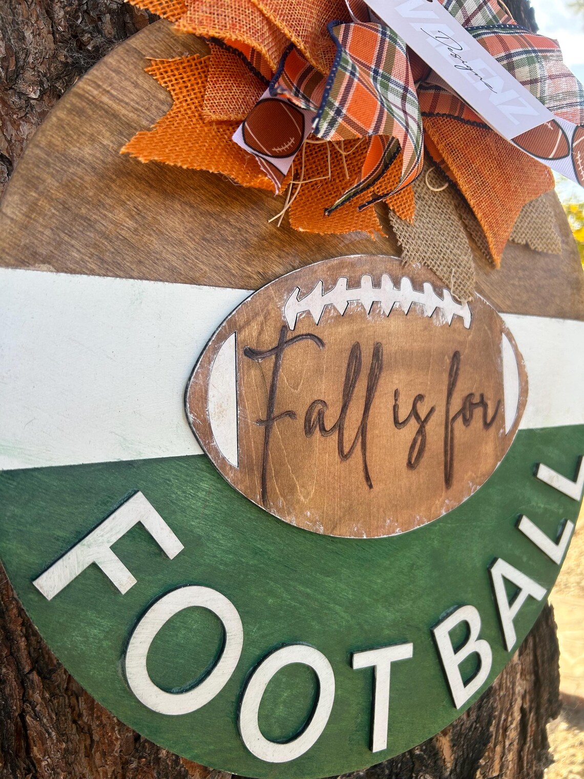 Handcrafted Fall Football Round Door Sign: 14-inch Game Day Decor - Etsy