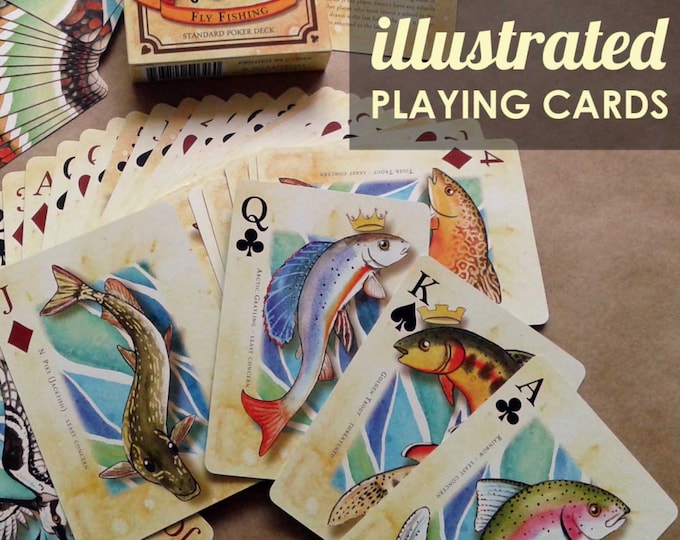 Fish Playing Cards Fly Fishing Poker Deck Illustrated Trout - Etsy
