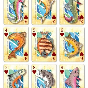 Fish Playing Cards Fly Fishing Poker Deck Illustrated Trout - Etsy