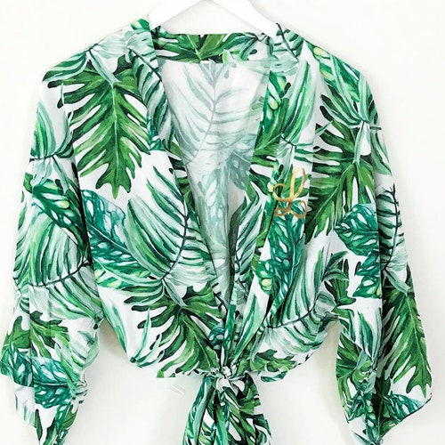 Palm Leaf Robe Tropical Robes for Bridesmaids Beach - Etsy