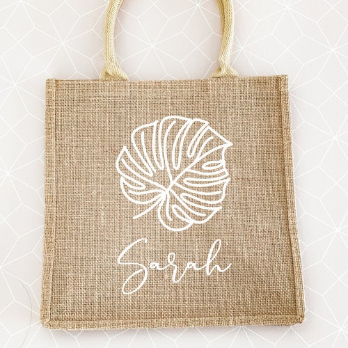 Palm Leaf Tote Bag Personalized Tote Bag Bride Gift - Etsy