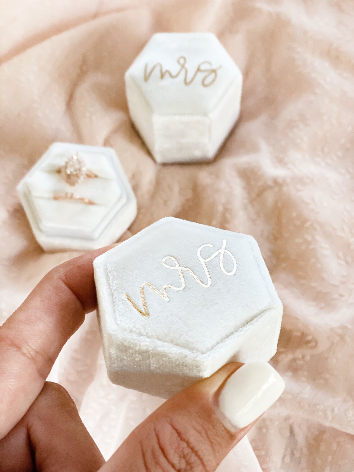 Wedding Ring Box Mrs Ring Box Engagement Ring Box Hexagon - Etsy