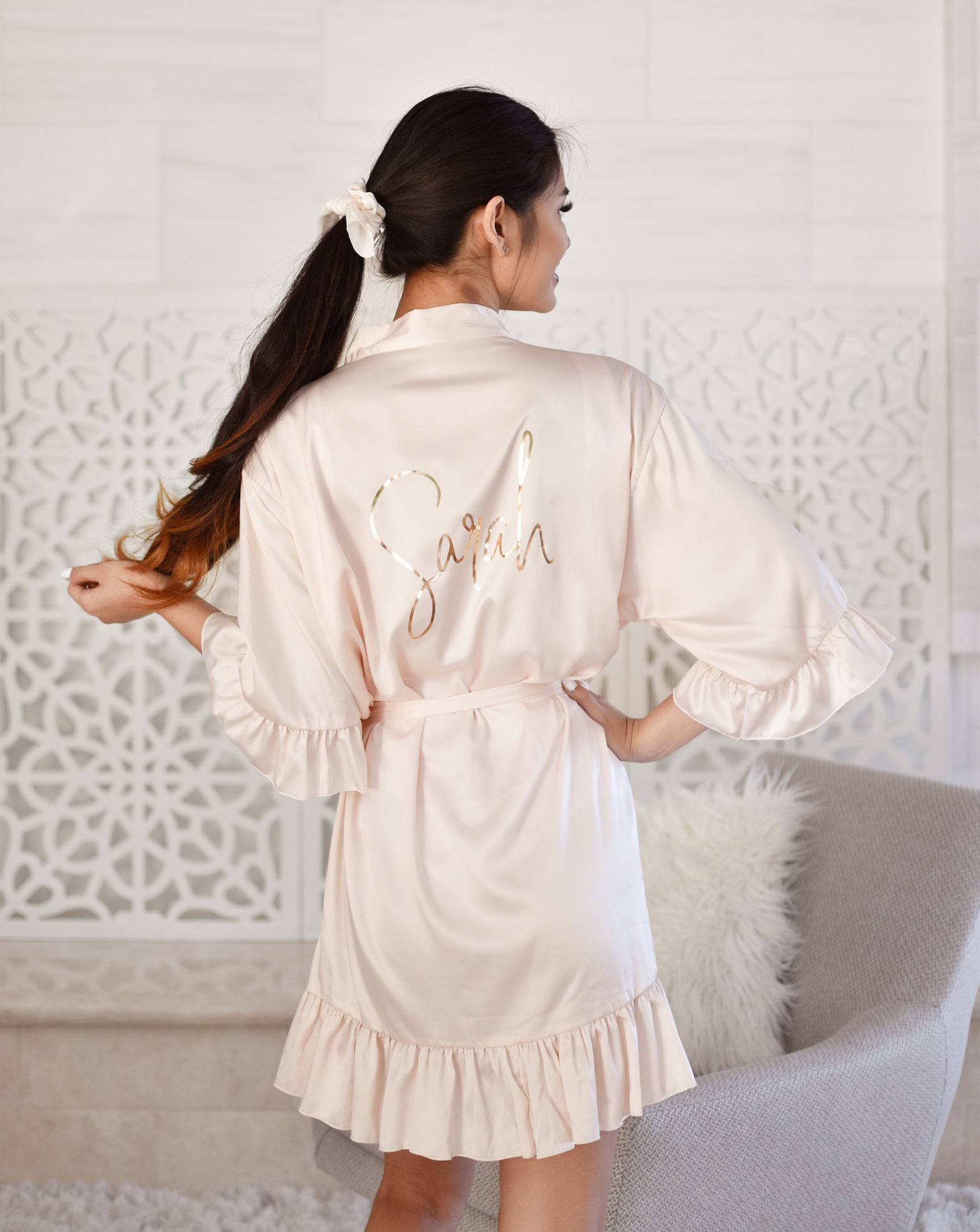 Pink Robes for Bridesmaids Ruffle Robes Personalized Robes | Etsy