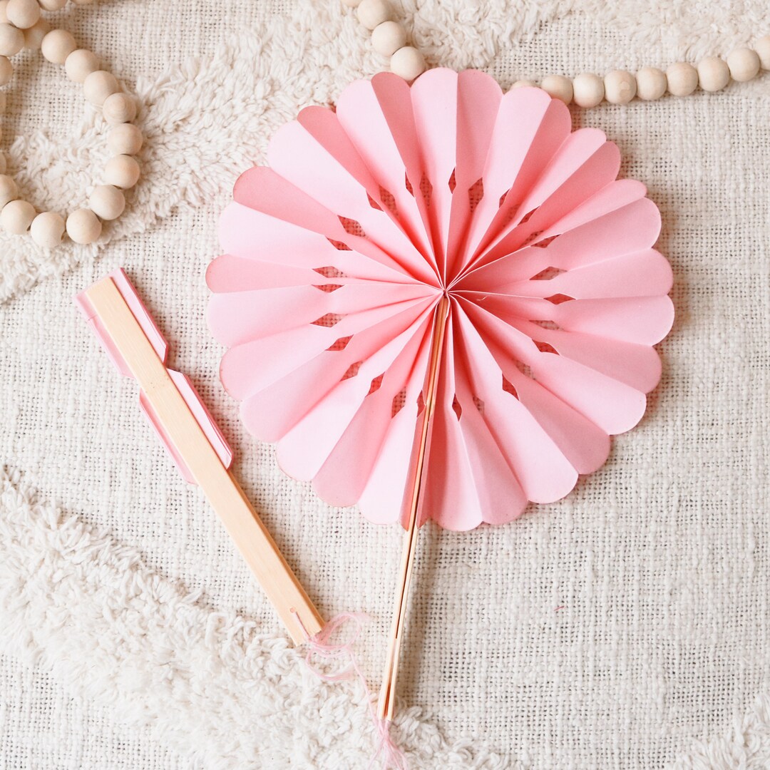 Pink Paper Fan - Rosette Paper Fans - Baby Shower Favor Idea - Summer ...