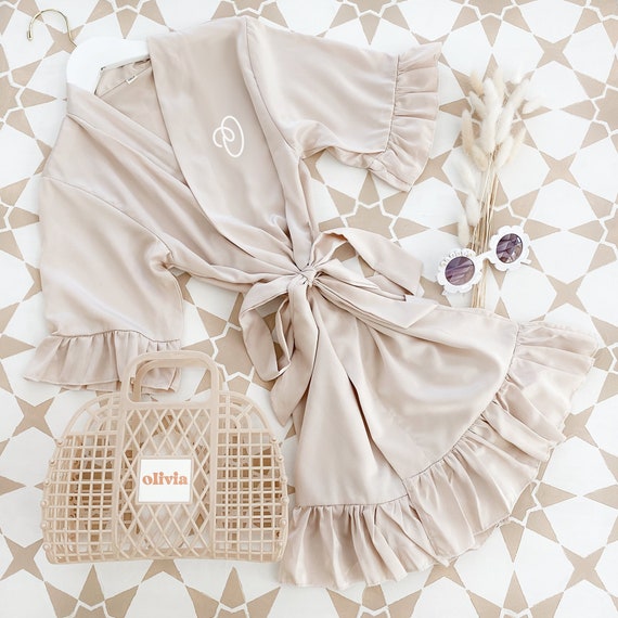 Monogram Girls Robe - Flower Girl Robe Ruffled Robes for Little Girls ...