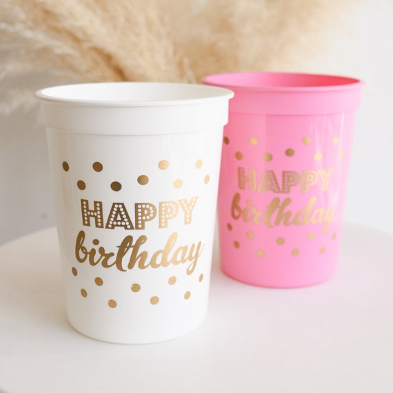 Happy Birthday Cups Birthday Party Decorations Birthday Cups - Etsy