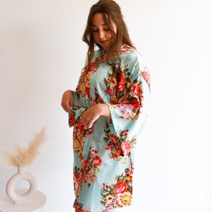 Aqua Blue Robes - Aqua Blue Floral Robes for Bridesmaids Set of 5, Set ...