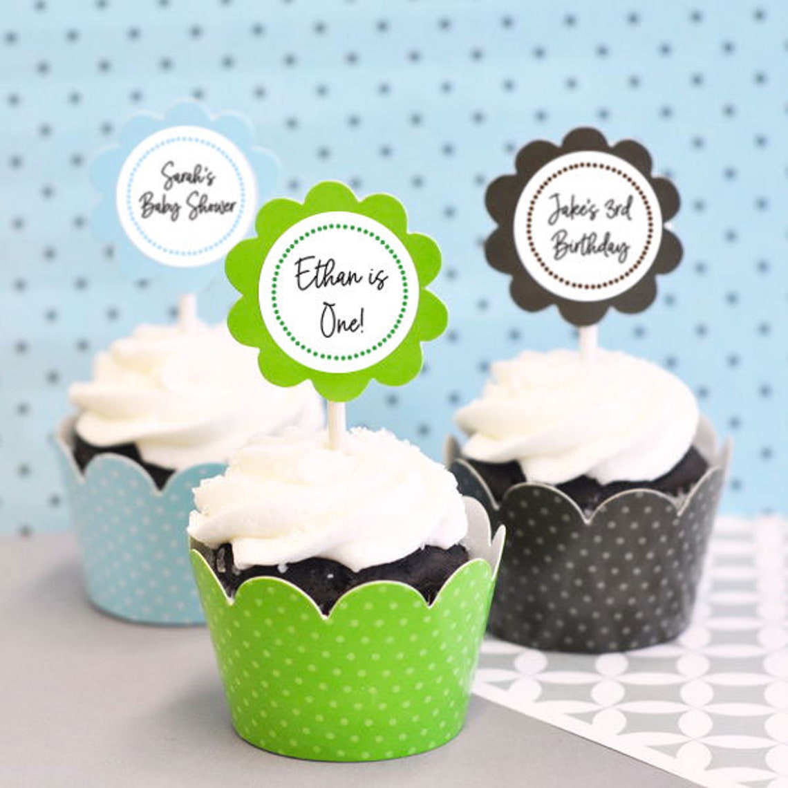 Purple Cupcake Toppers and Purple Cupcake Wrappers - Etsy