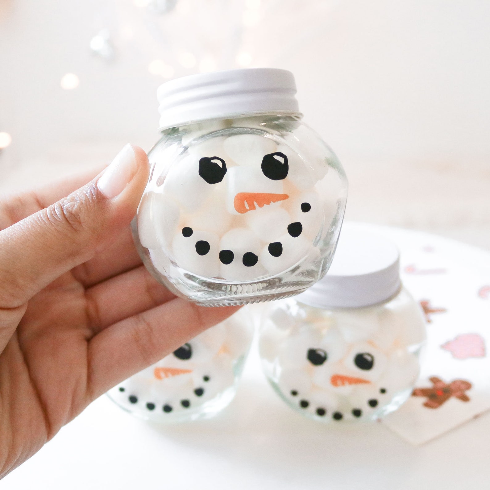 Snowman Candy Jars Christmas Party Favors Holiday DIY Small - Etsy