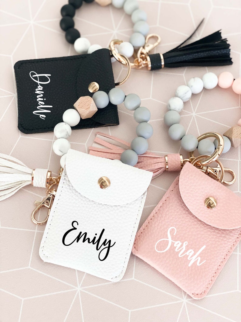 Keychain Wristlet Wallet Personalized With Bangle Bracelet - Etsy