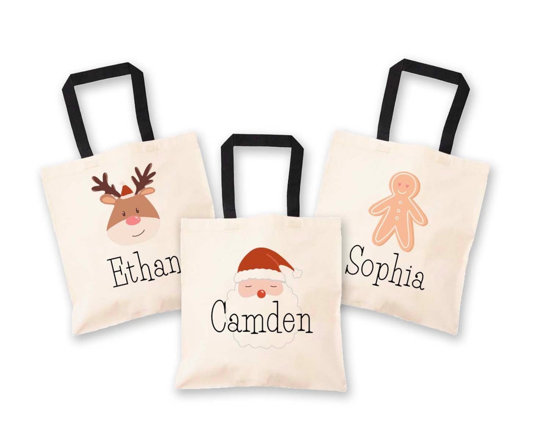 Personalized Christmas Tote Bags for Kids Custom Christmas Holiday Gift ...