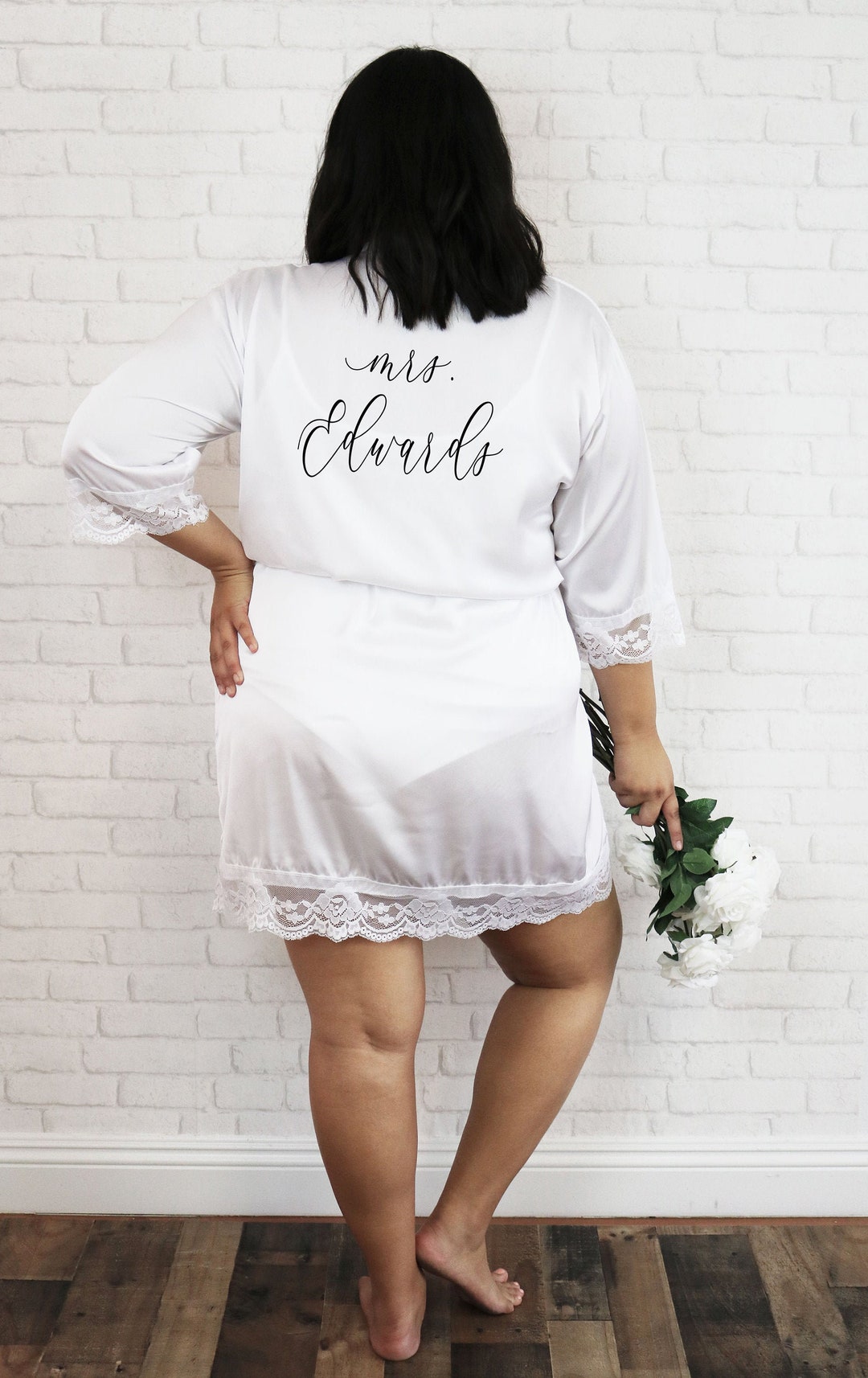 PLUS SIZE Bride Robe Personalized Bride Robes Mrs Robe PLUS Size Satin ...