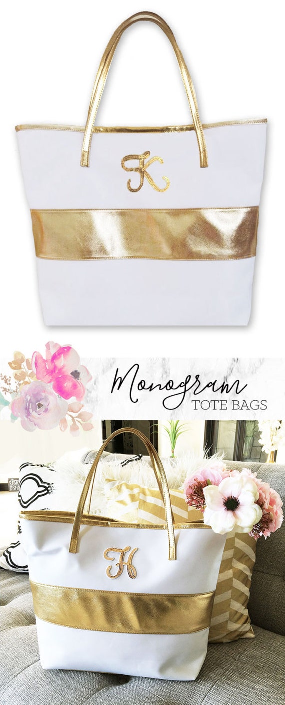 Monogram Tote Bags Initial Tote Bag Custom Tote Bags for | Etsy