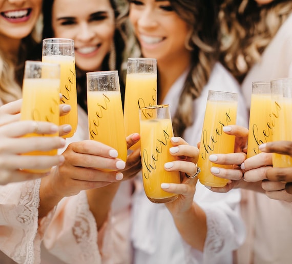 Cocktail Glasses - Brunch and Bubbly Mimosa Cups - Cocktail Party Decor ...