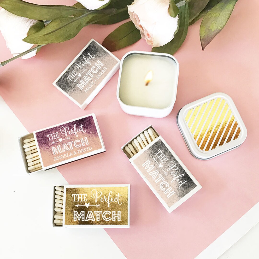 The Perfect Match Boxes - Gold Foil Wedding Matches - Match Box Wedding ...