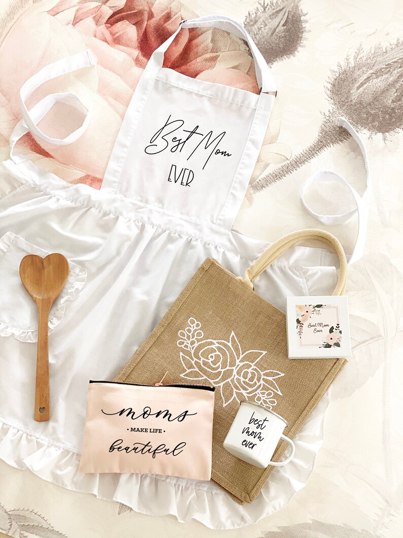 Best Mom Ever Apron Cooking Aprons for Womens Ruffled With - Etsy