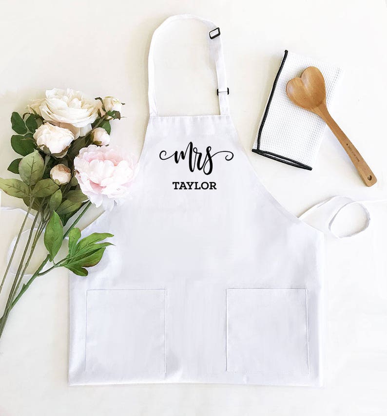 Bride Apron Mrs Apron Personalized Bride Gift Kitchen Bridal - Etsy