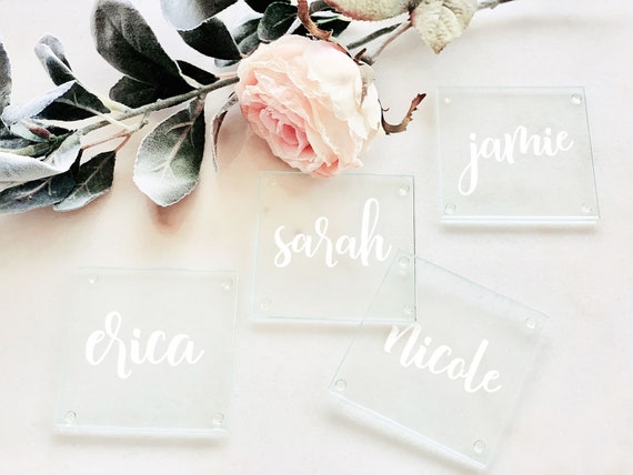 Wedding Place Cards Coasters Bridal Shower Place Cards Personalized ...