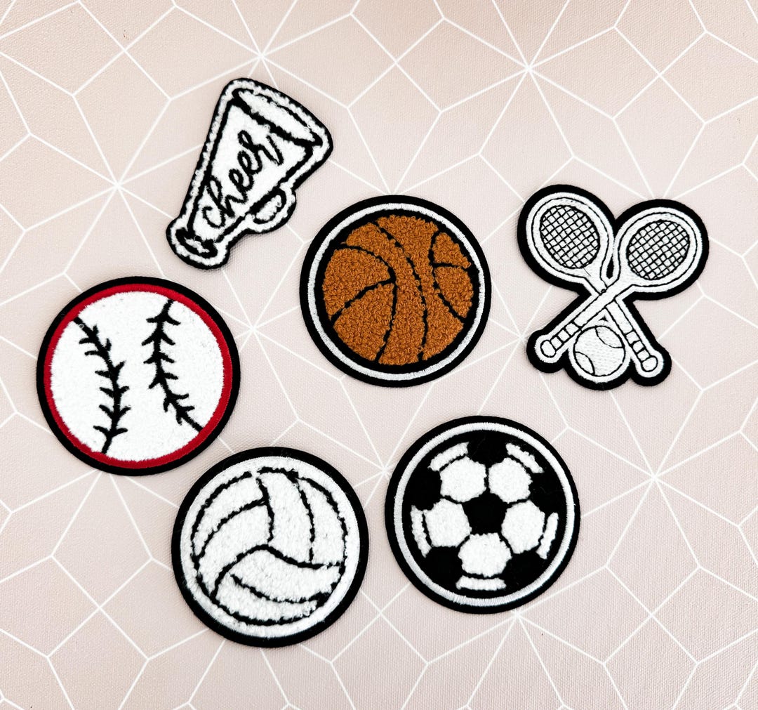 Sports Patches Iron on Chenille Patch DIY - Baseball Volleyball Soccer ...