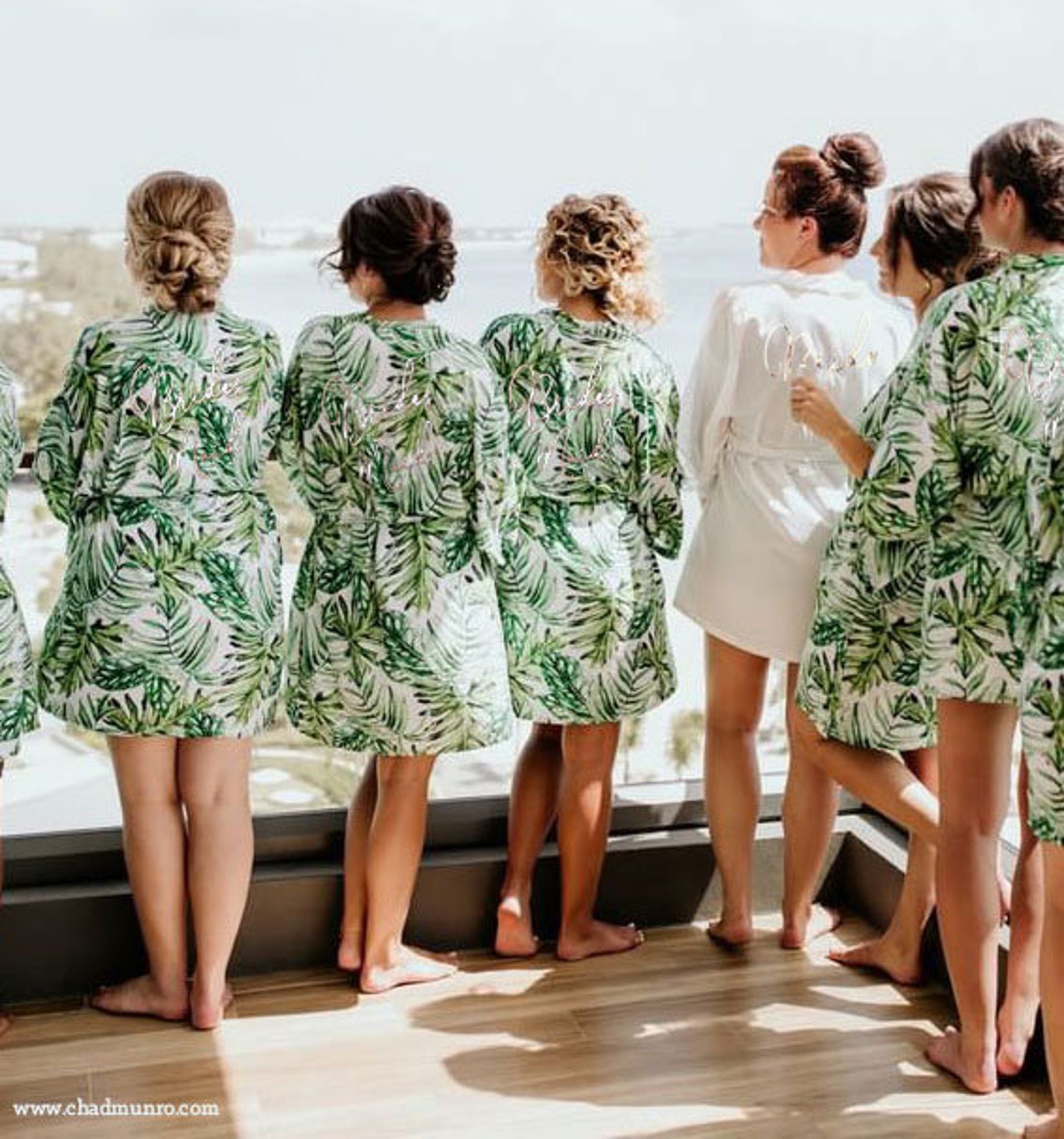 Palm Leaf Bridal Robe Palm Leaf Bridesmaid Robes Beach - Etsy
