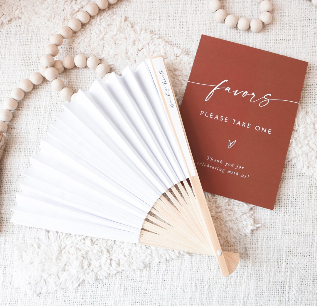 Wedding Fan Favors - DIY Paper Fan Favors - Outdoor Wedding Favor ...