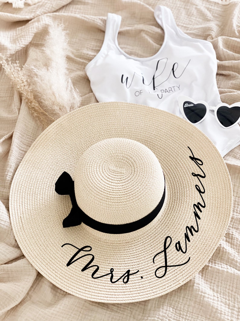 Bride Beach Hat Personalized Bride Sun Hat Cute Unique Bridal - Etsy