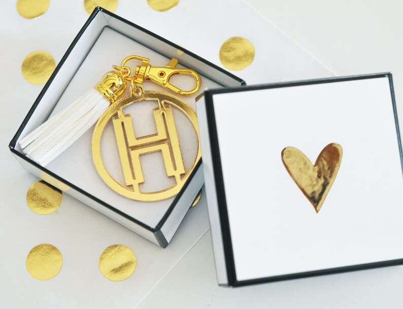 Keychain for Women Monogrammed Gold Keychain Personalized | Etsy