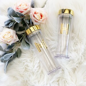 Monogram Water Bottle Gold Monogram Cup Gold Bridesmaid Gift Monogram ...