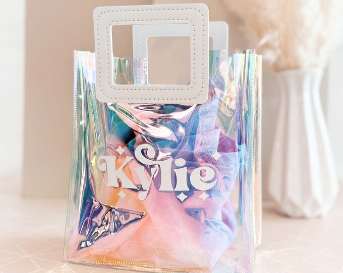 Retro Holographic Tote Gift Bag Personalized / 70s 80s Disco Style ...