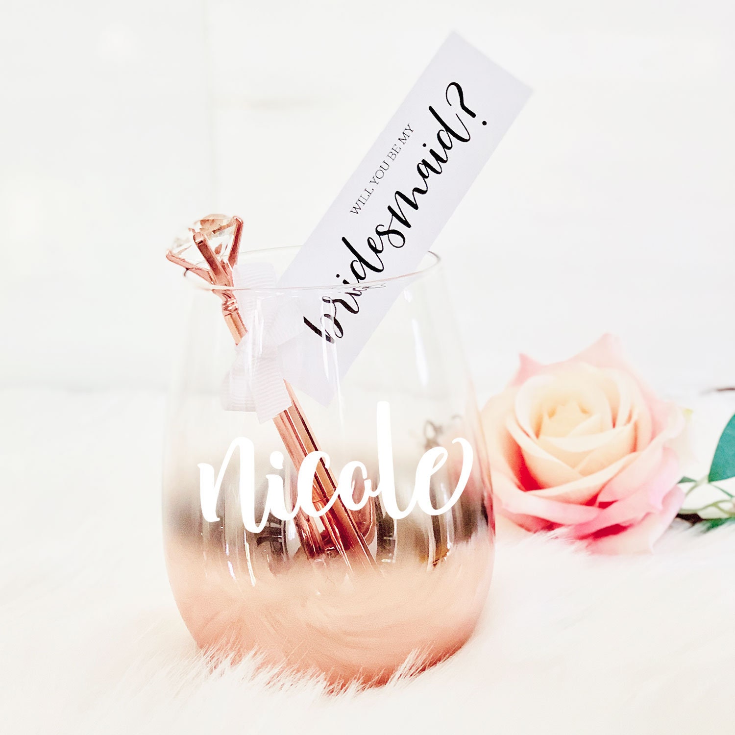 Personalized Drinking Cups Rose Gold Glasses Bridal Shower | Etsy