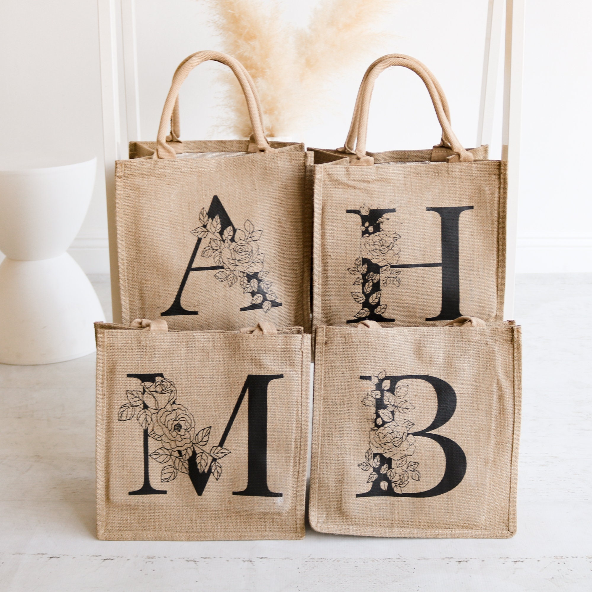 Monogram Tote Bag Market Bag Initial Shopping Bag Monogrammed | Etsy