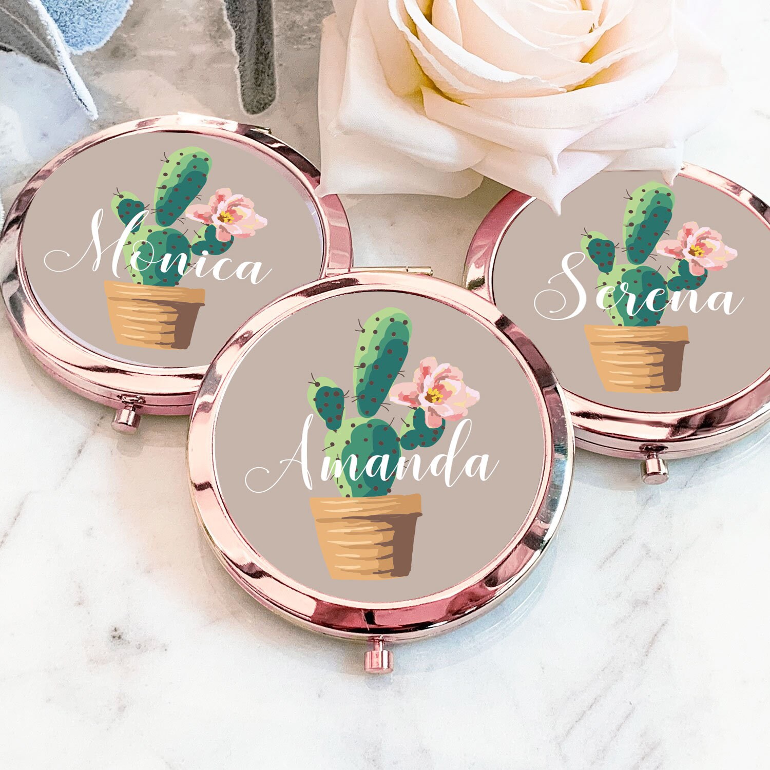 Cactus Gifts for Her Cactus Mirror Cactus Bridesmaid Gifts | Etsy