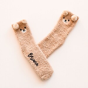 Cute Panda Bear Socks Personalized Bear Fuzzy Winter Cozy Socks Women Valentine Gift Ideas for ...