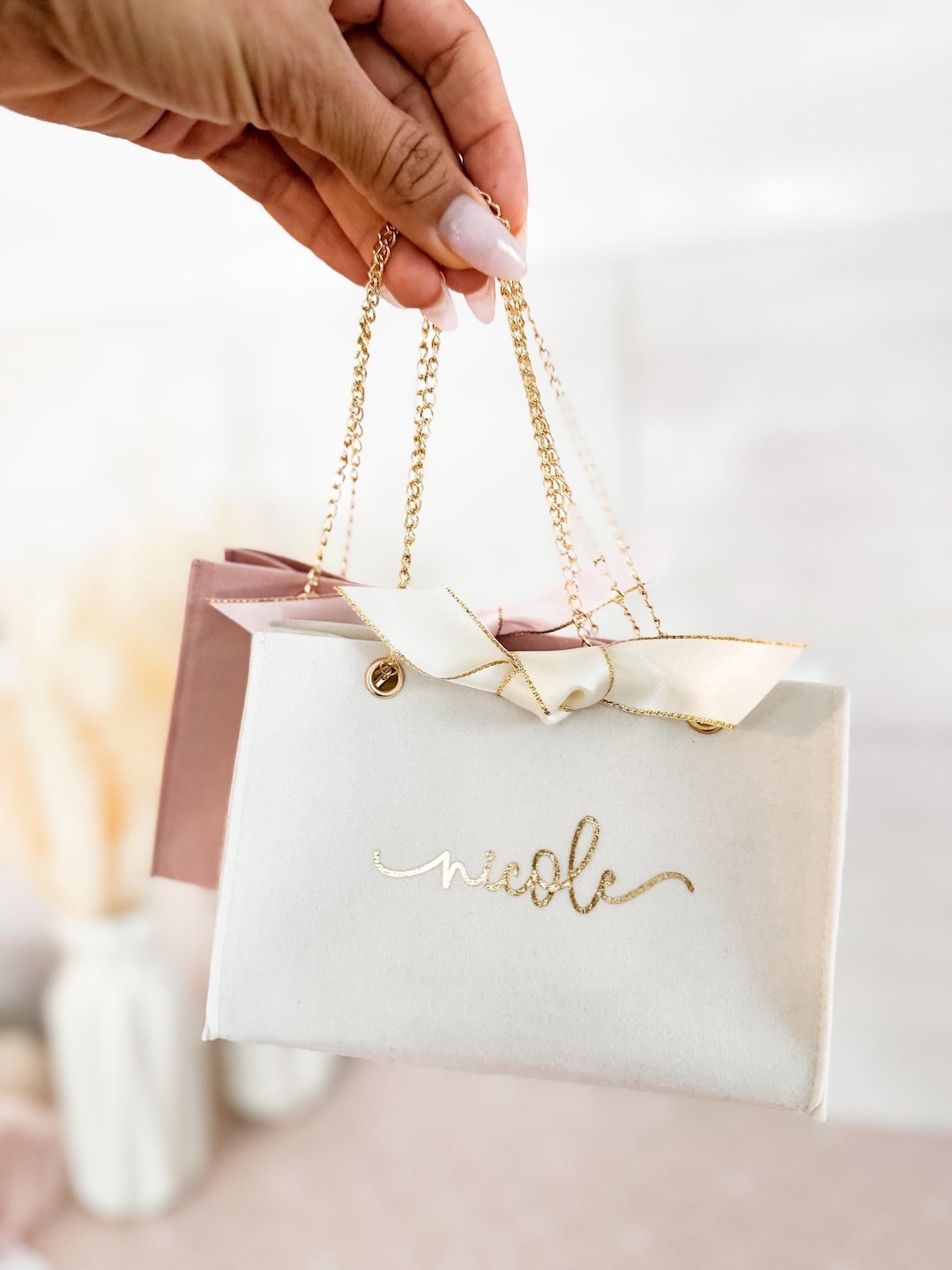 Personalized Jewelry Bag Mini Gift Bag Custom Packaging Pouch for Ring ...