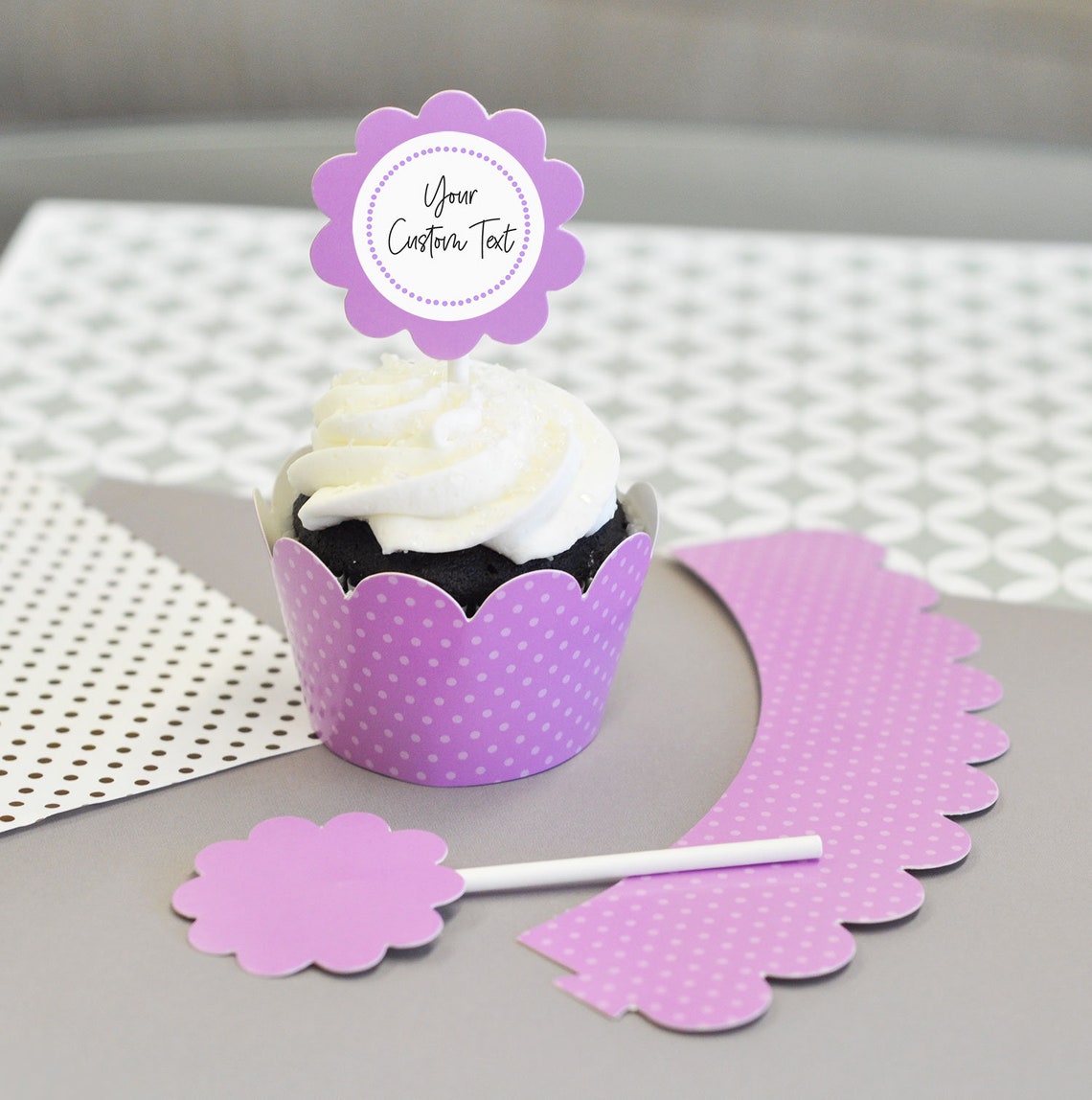 Purple Cupcake Toppers and Purple Cupcake Wrappers - Etsy