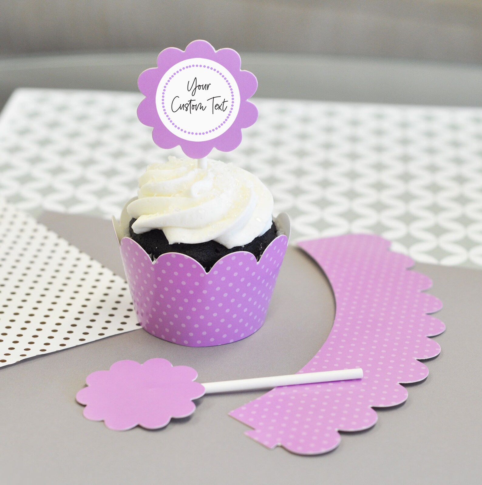 Purple Cupcake Toppers and Purple Cupcake Wrappers | Etsy