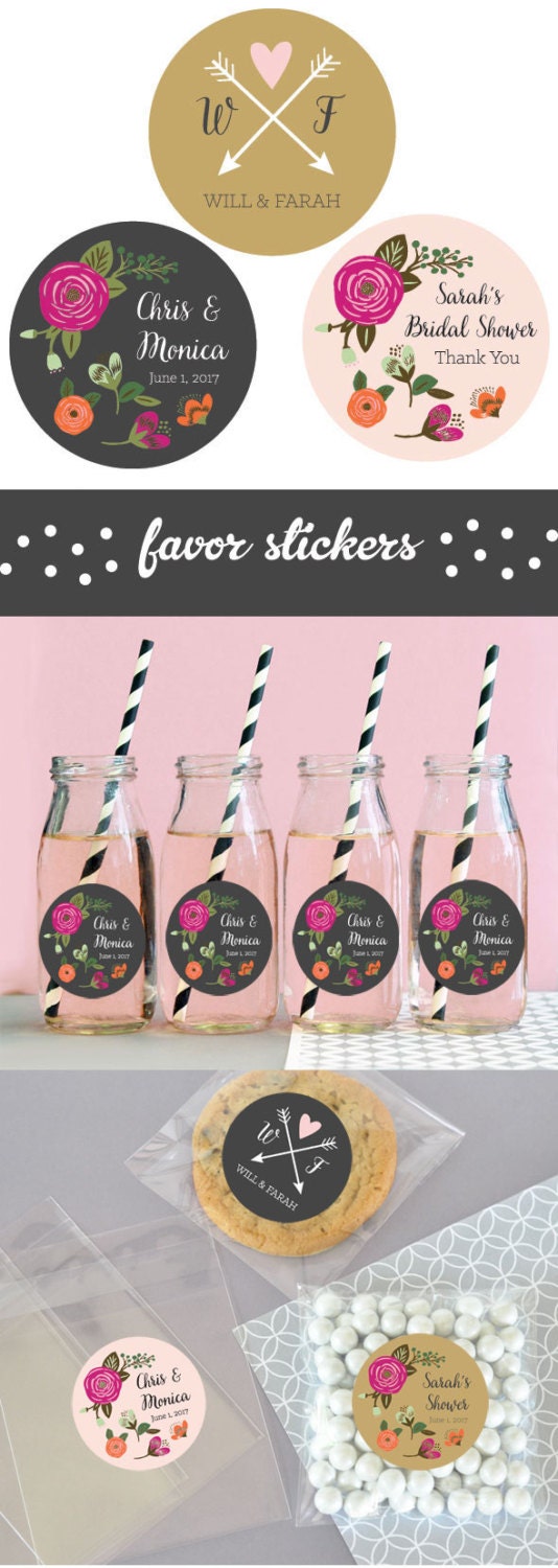 Wedding Favor Labels DIY Wedding Favor Stickers Floral - Etsy