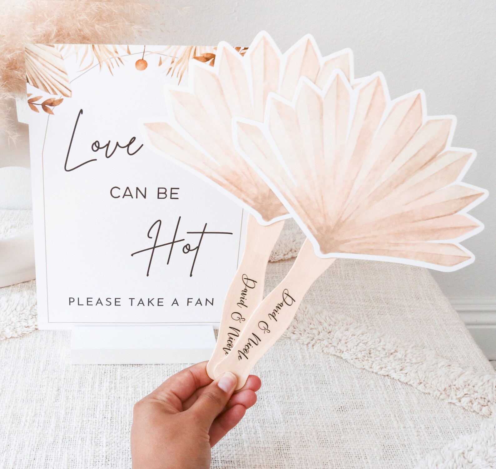 Dried Palm Hand Fans Boho Wedding Favors Wedding Hand Fans Bachelorette ...