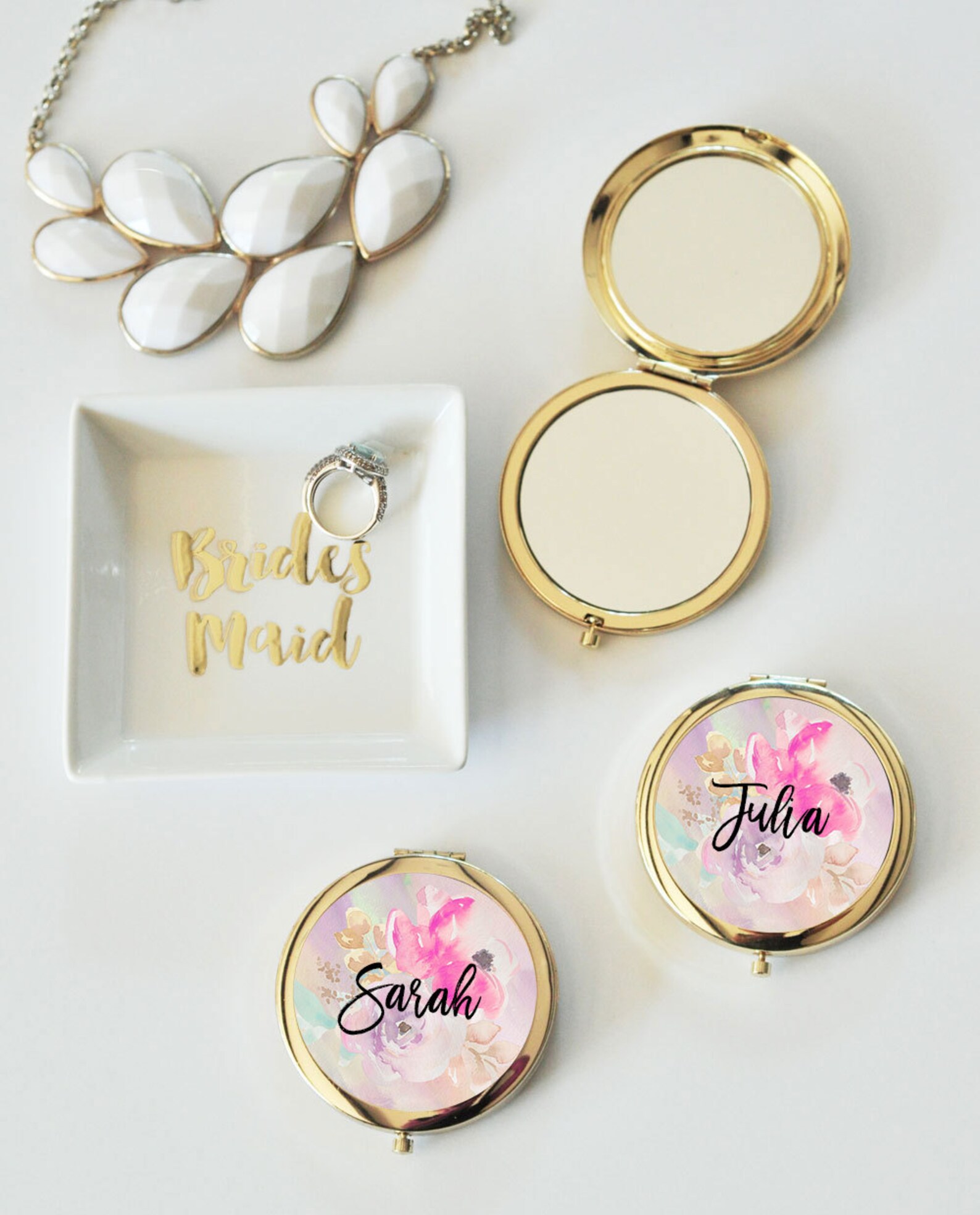Bridesmaid Mirror Compacts Personalized Bridesmaid Ts Etsy