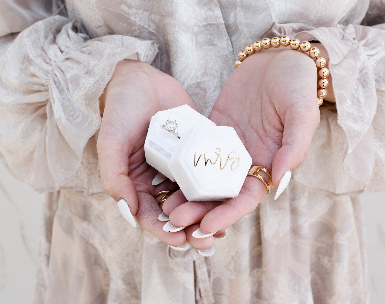 Wedding Ring Box Mrs Ring Box Engagement Ring Box Hexagon - Etsy