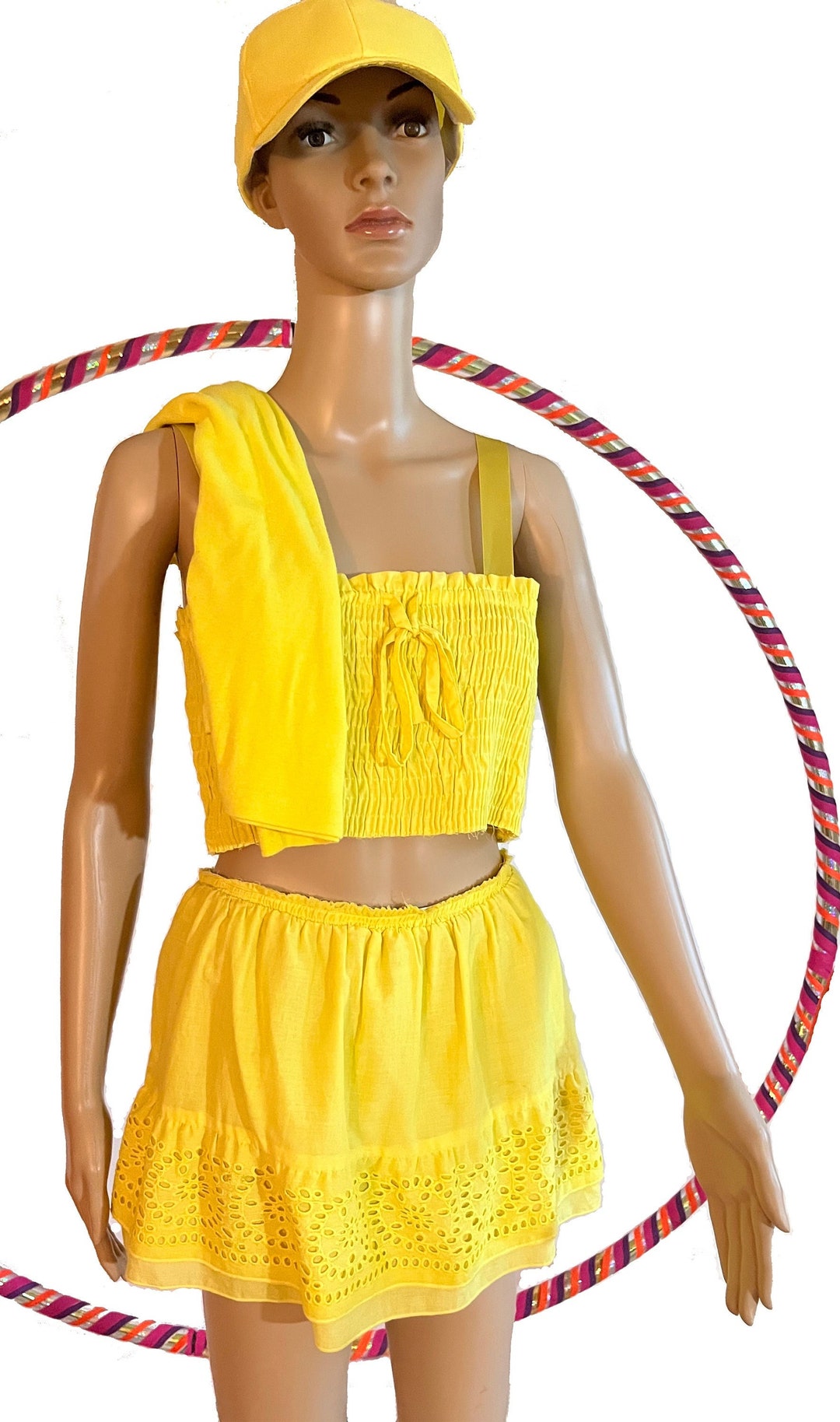 Yellow Hula Hoop Workout Suit - Activewear - 5 Piece Set - Skirt, Top ...