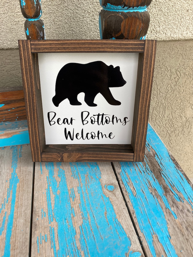 Bear Bottoms Welcome Cursive Wood Framed Sign - Etsy