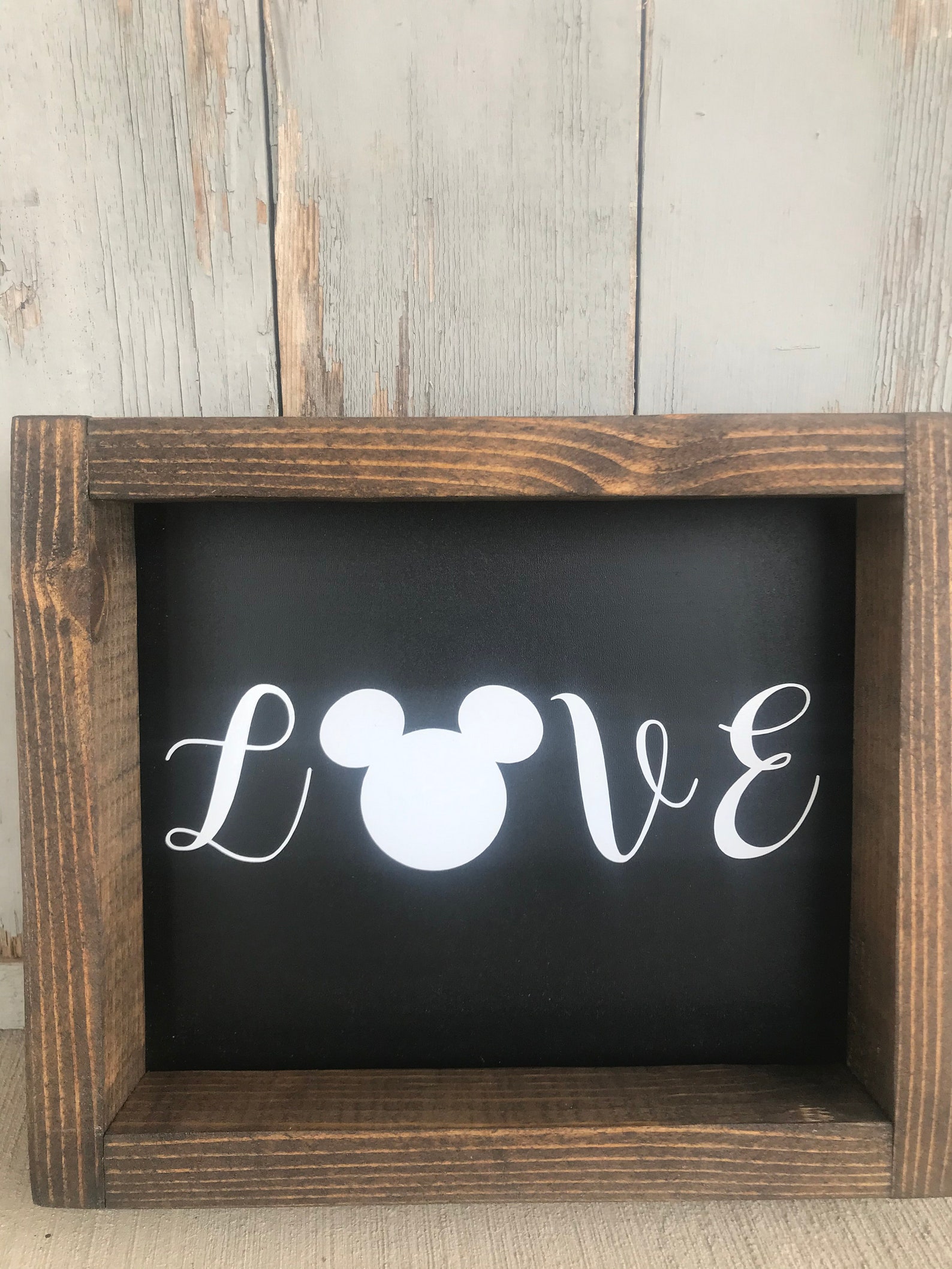 Solid Wood Framed Disney Love Sign Farmhouse Style | Etsy
