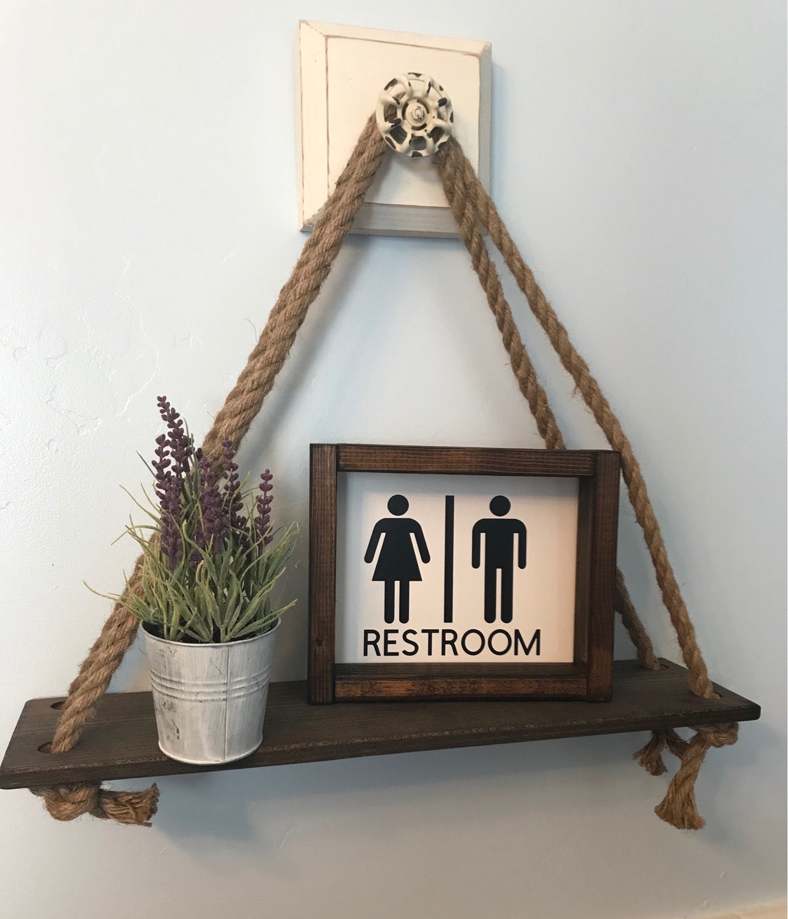 Solid Wood Framed Restroom Sign - Etsy