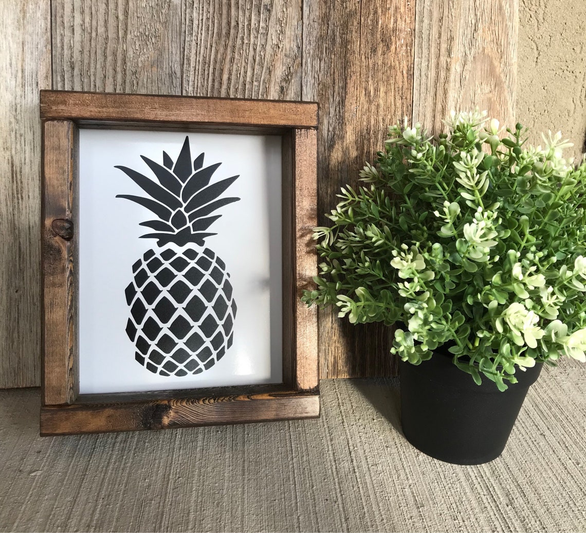 Solid Wood Framed Pineapple Sign Farmhouse Style - Etsy