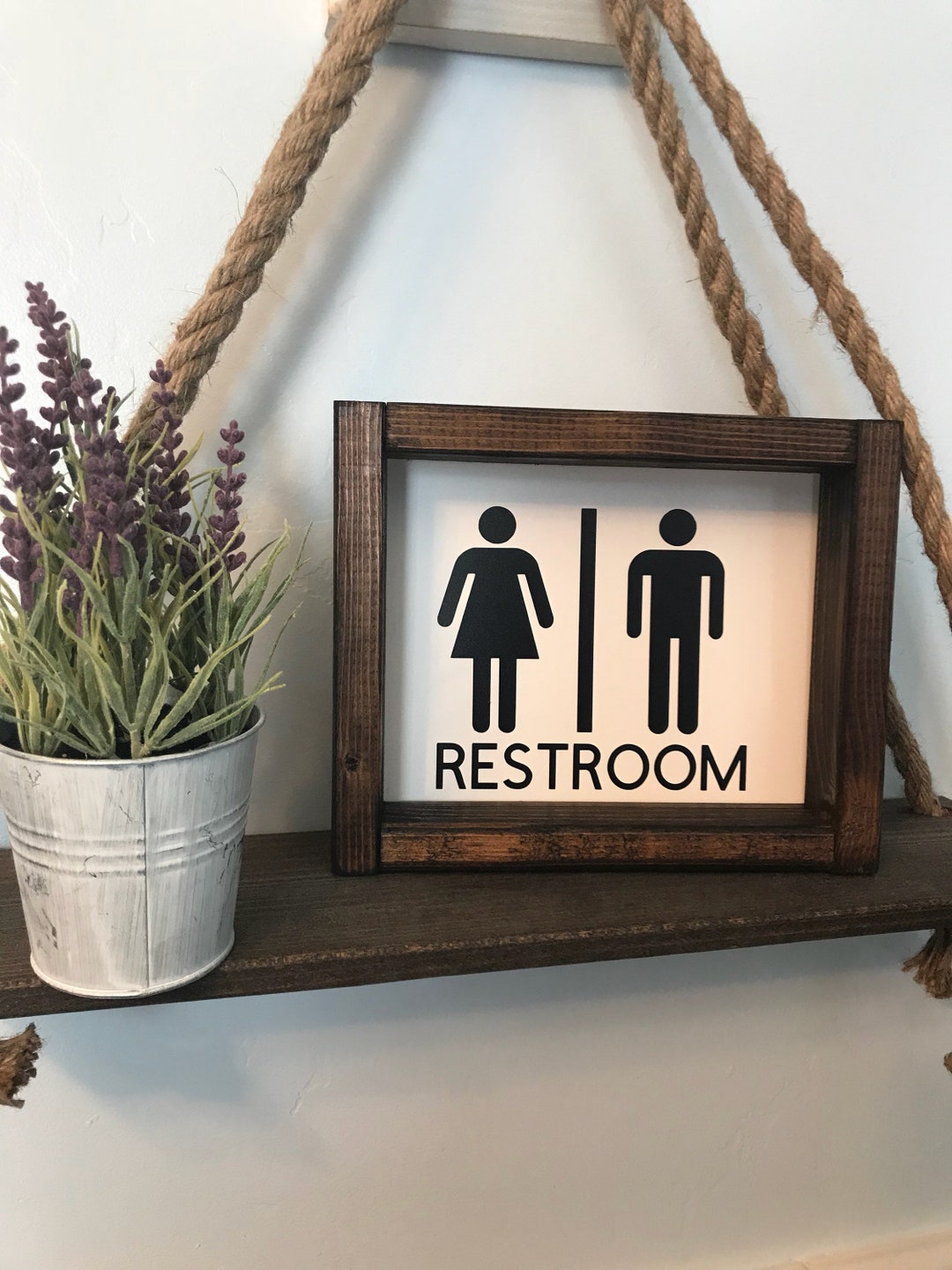 Solid Wood Framed Restroom Sign - Etsy