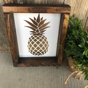 Solid Wood Framed Pineapple Sign, Farmhouse Style - Etsy