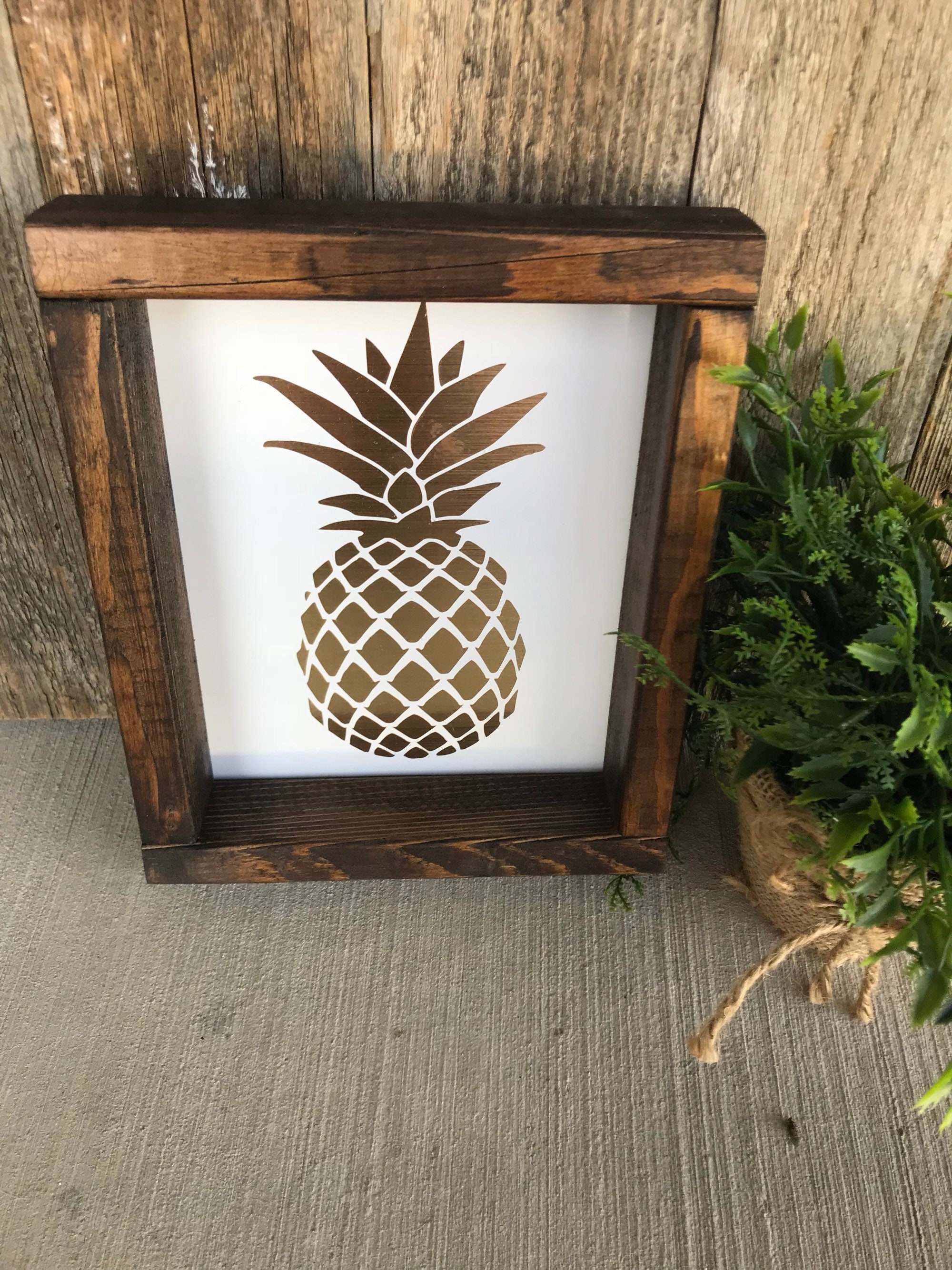 Solid Wood Framed Pineapple Sign Farmhouse Style | Etsy